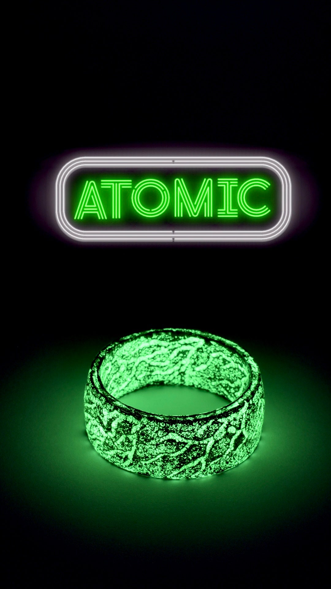 ATOMIC BLACK | Glow in the dark ring | Black & Green - Secret Woods
