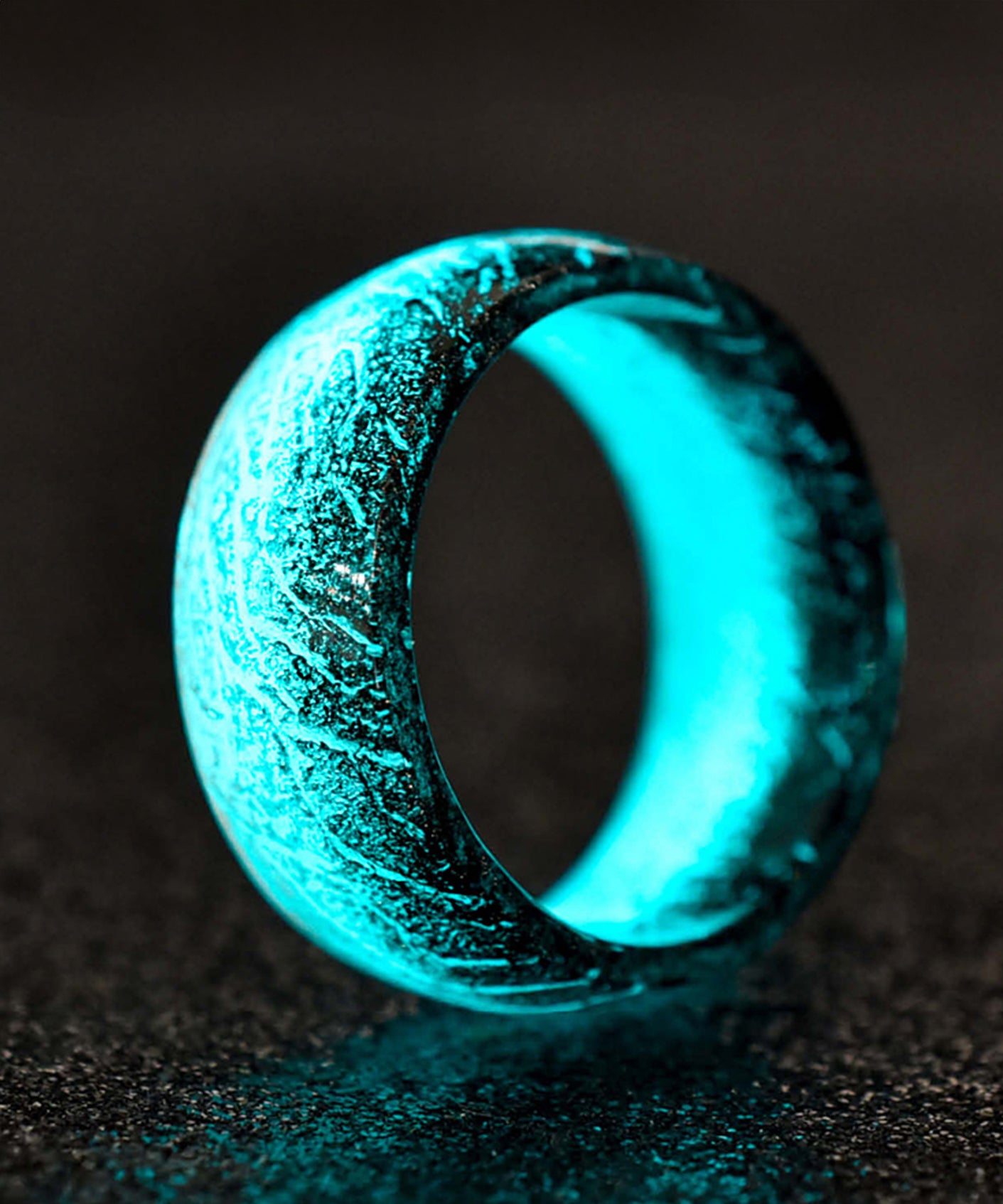 Moon Beam | Glow in the dark ring | White & Black - Secret Woods
